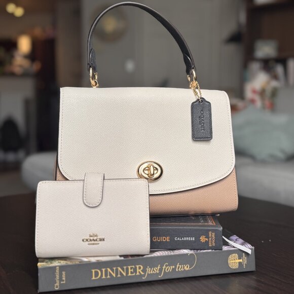Coach | Bags | Coach Tilly Top Handle Satchel Colorblock White Tan ...